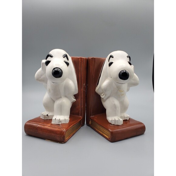 Peanuts | Accents | Vintage Snoopy Peanuts Bookends 2 Rare Ceramic Kids ...